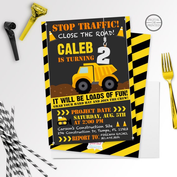 Construction Birthday Invitation Construction Invitation Dump Truck