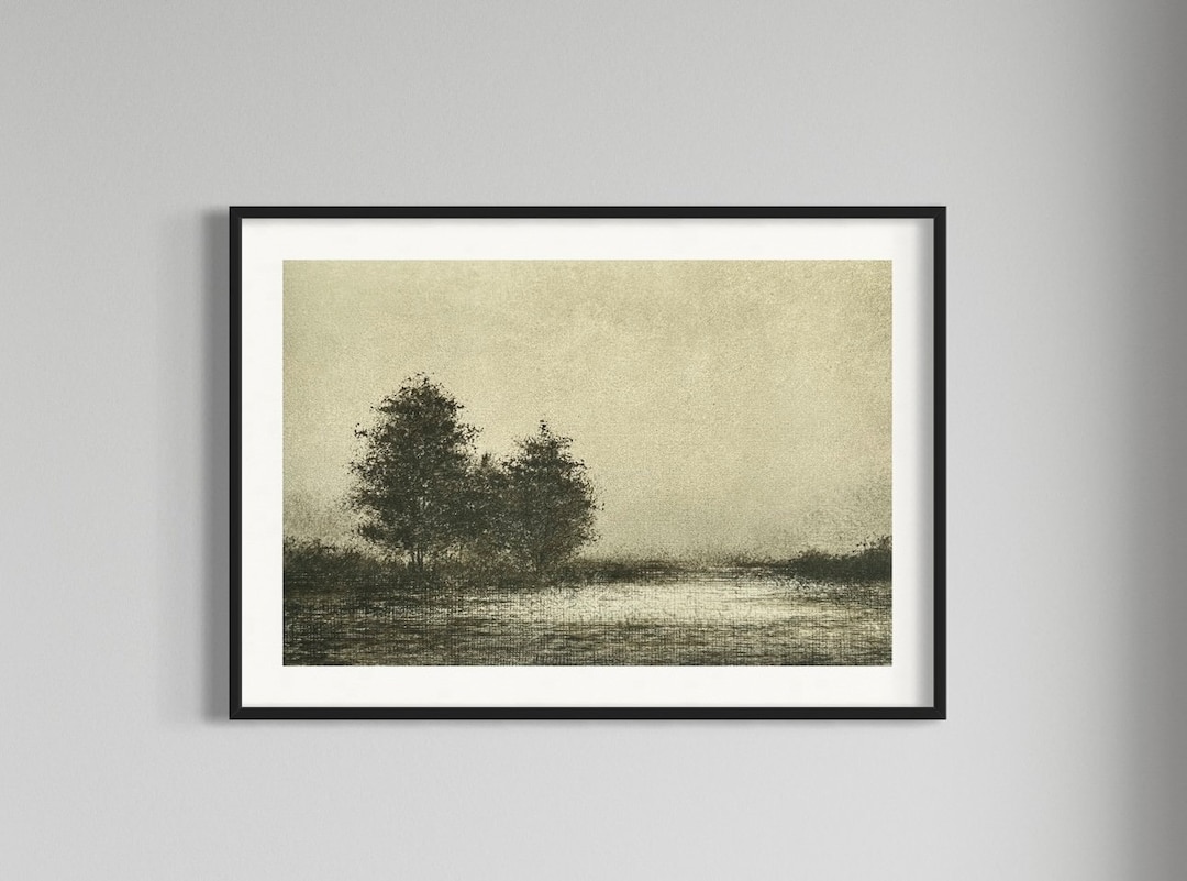 Moody Landscape Art Print of Original Painting Near No.2, Neutral Art ...