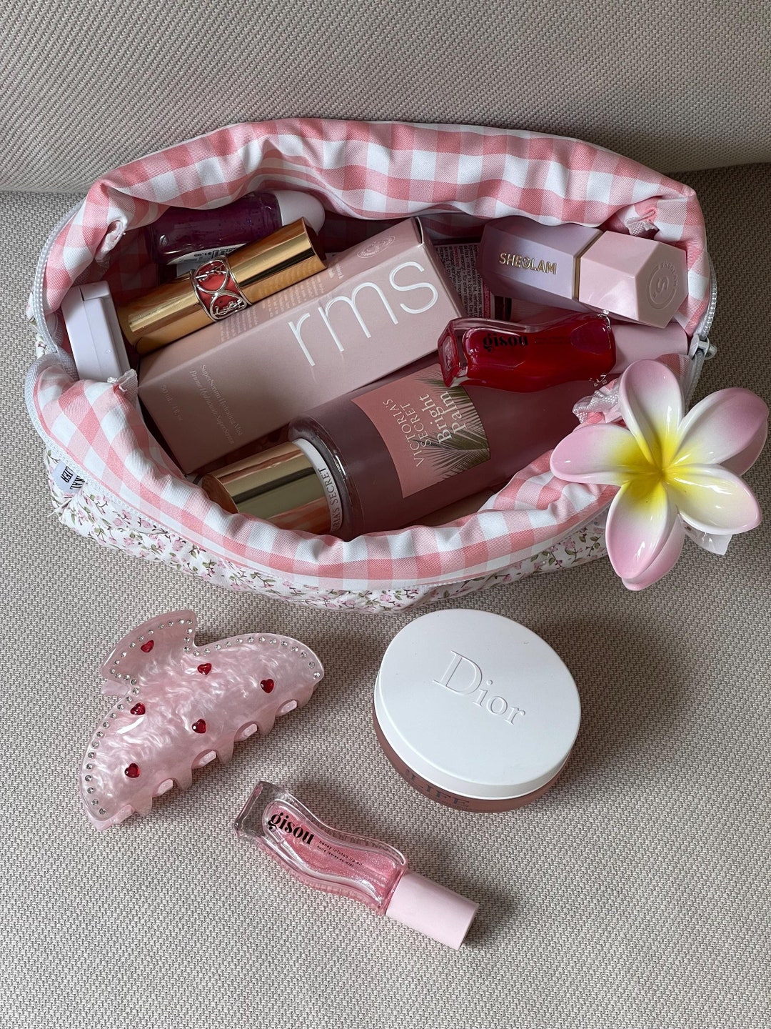 Cotton Cosmetic Bag peonies Quilted Makeup Bag Make-up Bag Floral ...