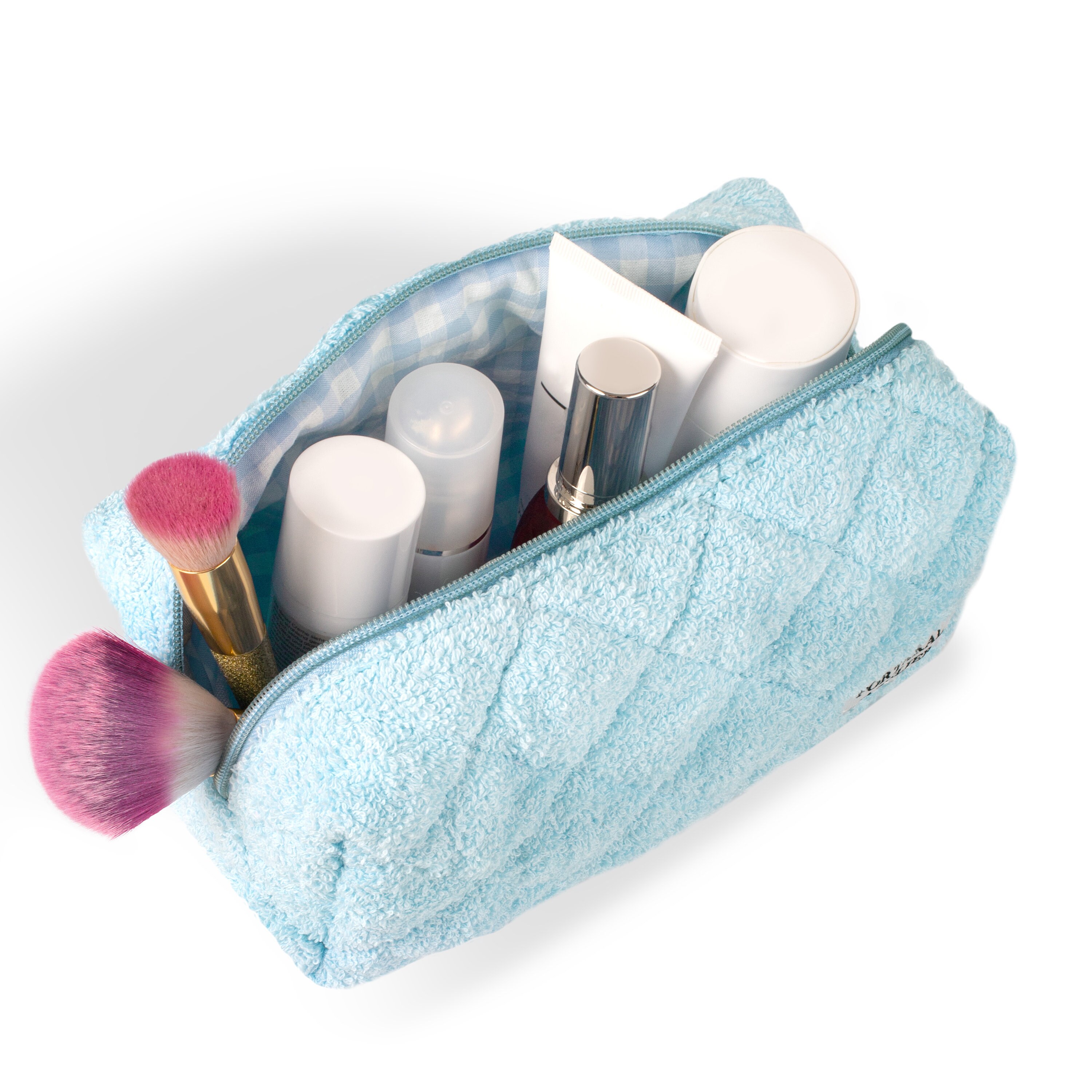 Terry Cloth Cosmetic Bag | Quilted Makeup Bag | Makeup Bag | Pink, Blue ...