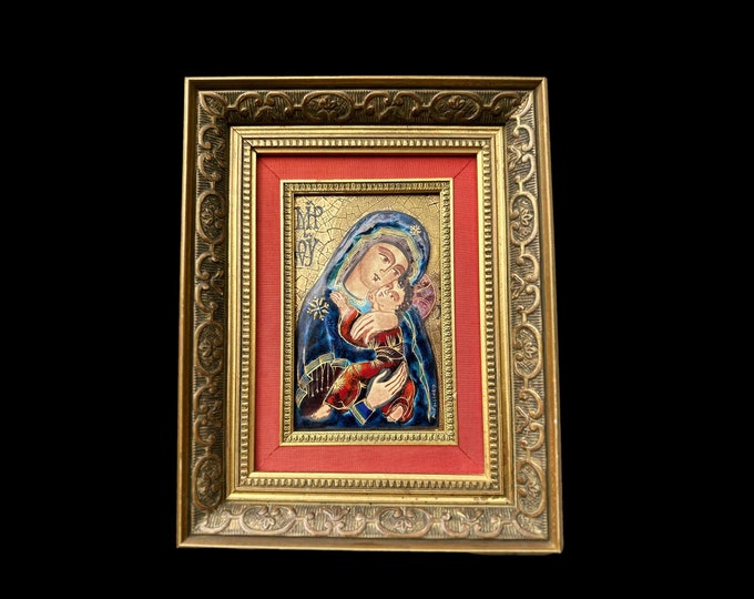 Vintage Wall Frame Our Lady of Consolation Enamels on Copper by M ...