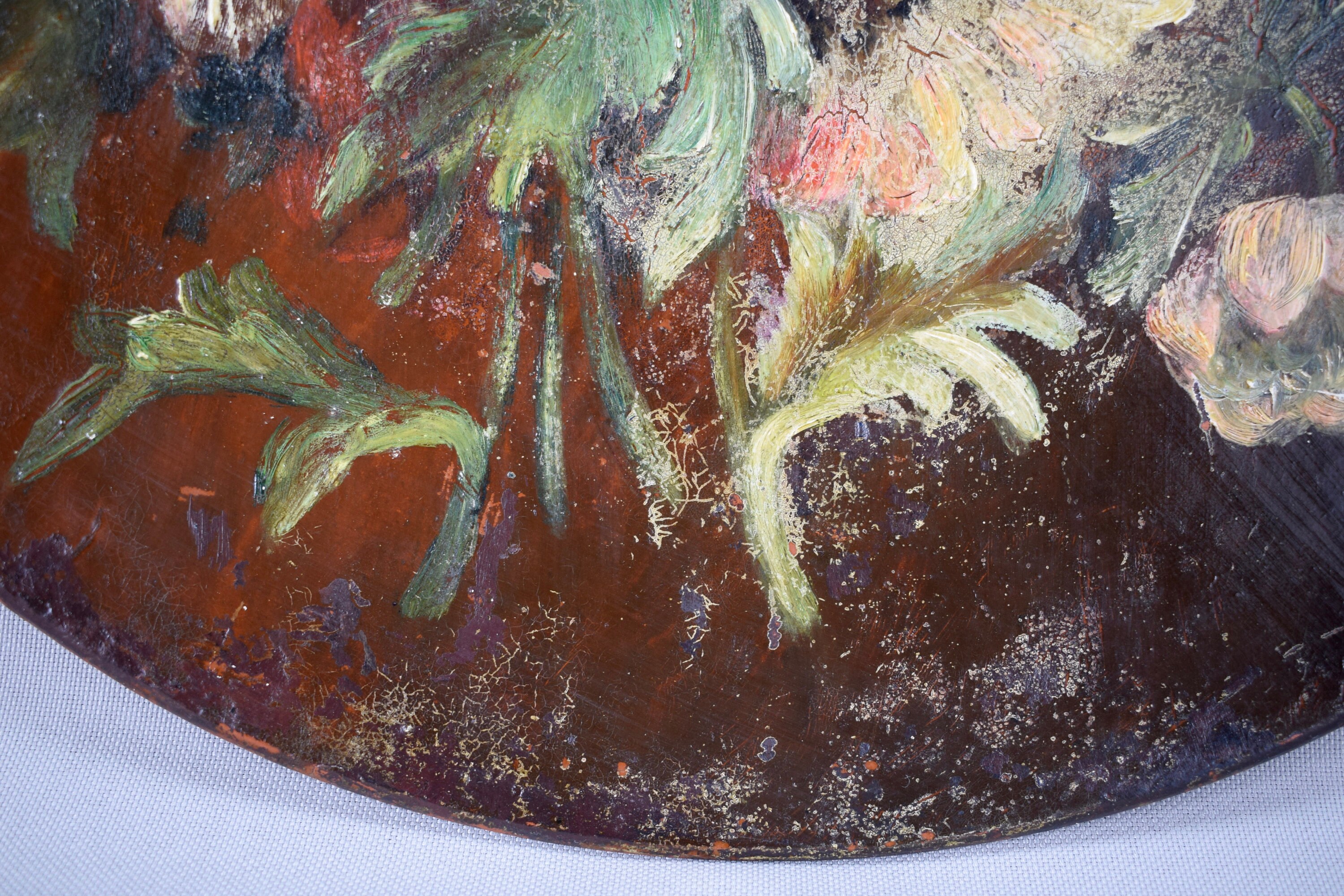 Antique French Impressionist Flower Painting, Terracotta Wall Plate ...