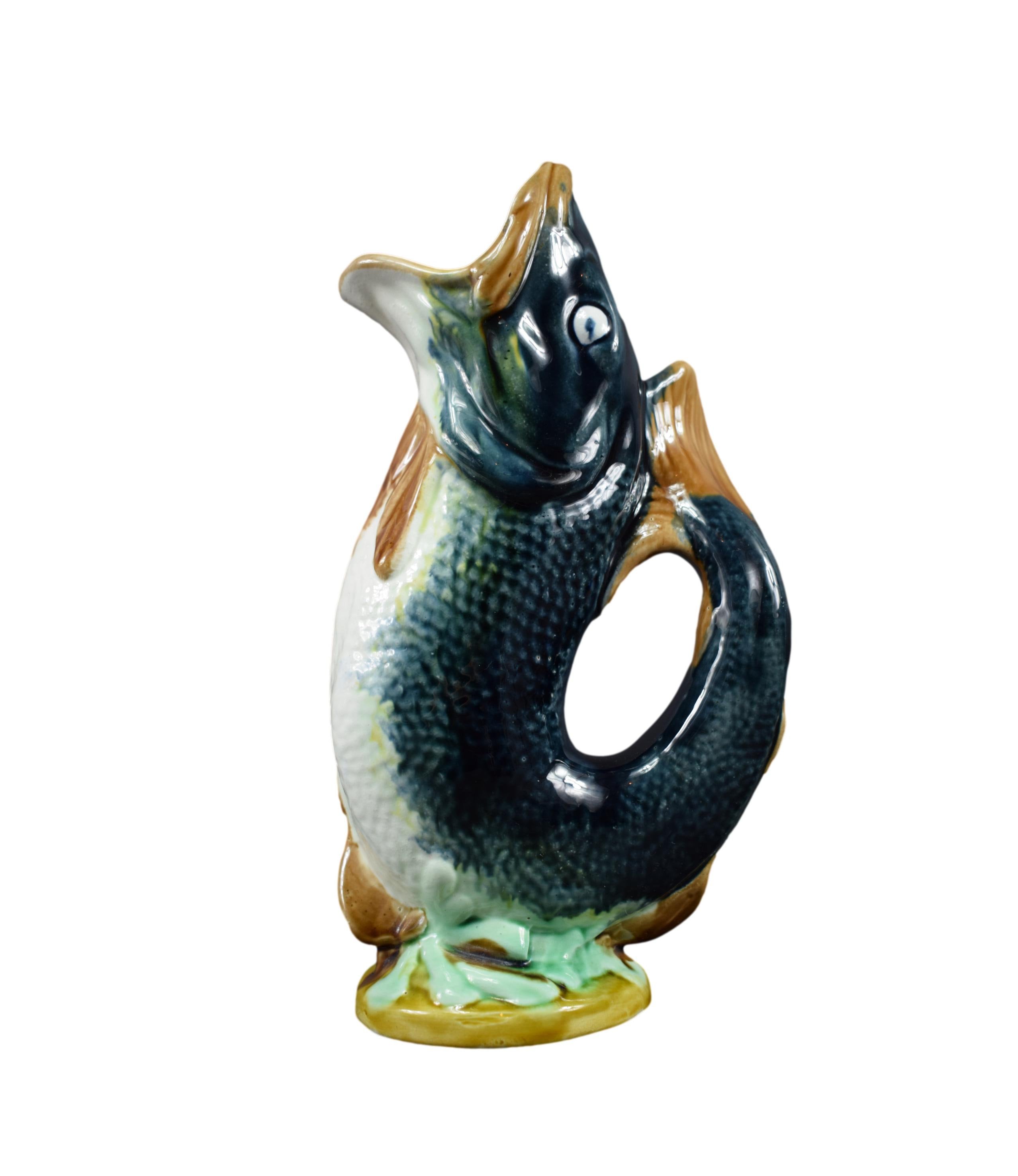 English Majolica Gurgling Fish Jug Antique Ceramic Pitcher Vase - Etsy