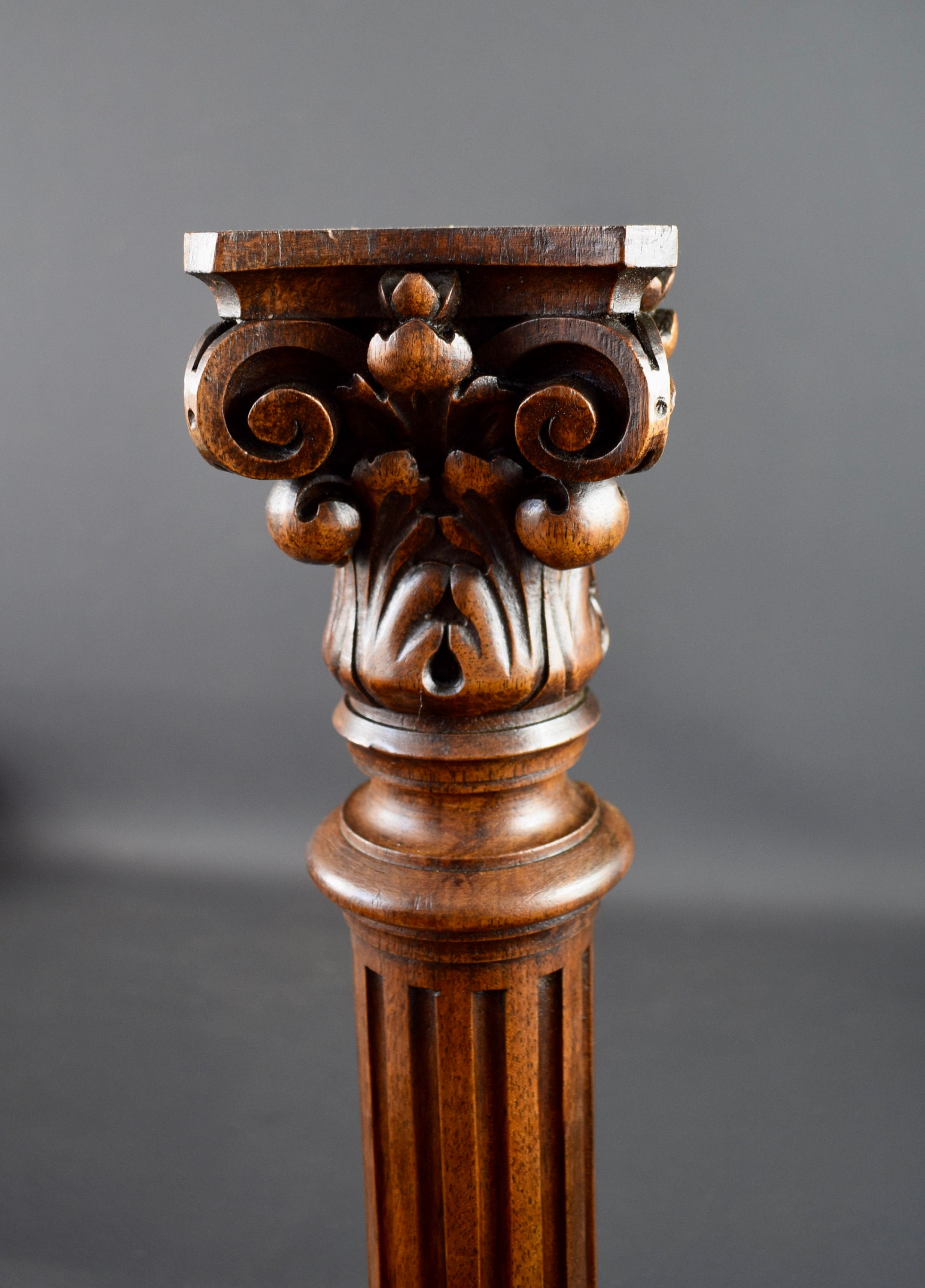 46 Antique Architectural Pair Carved Wood Corinthian Trim Posts Pillars ...