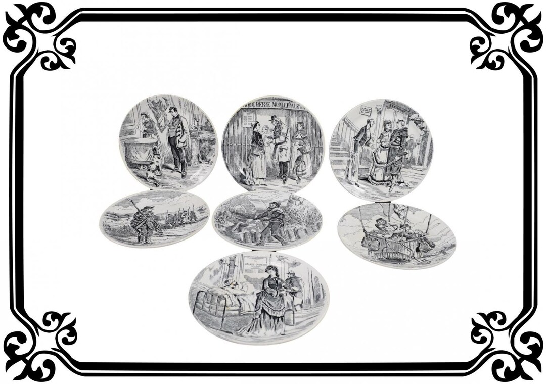 Set of 7 Creil Montereau Hamlet Plates – Antique French Porcelain ...