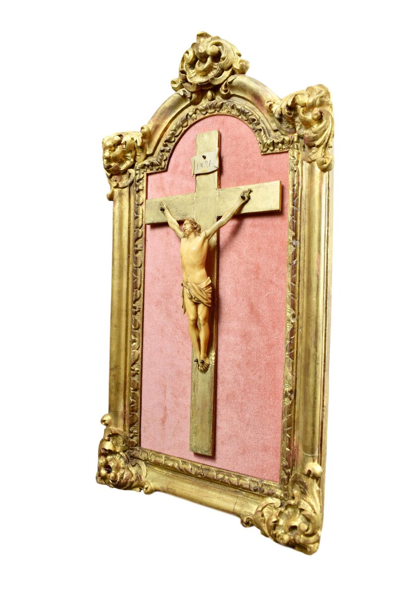 18th Century French Gilded Crucifix – Hand-carved Wood Religious Wall ...