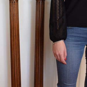 46" Antique Architectural Pair Carved Wood Corinthian Trim Posts ...