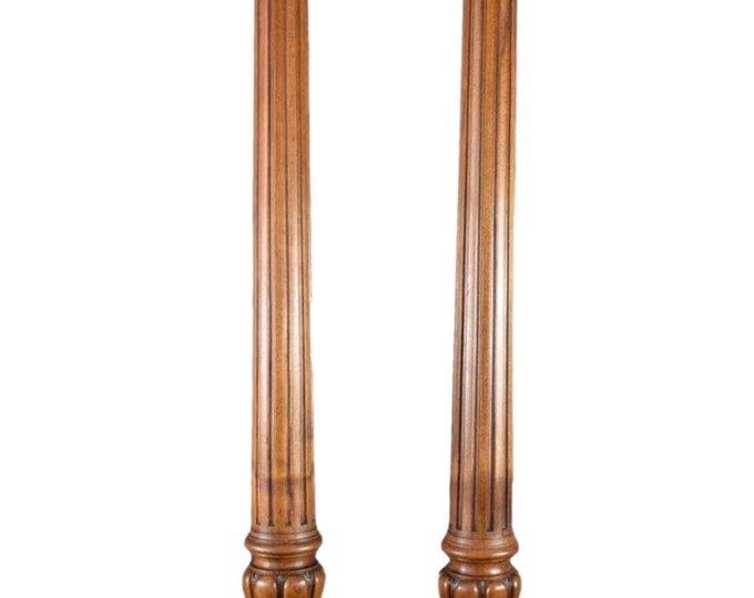 46" Antique Architectural Pair Carved Wood Corinthian Trim Posts ...