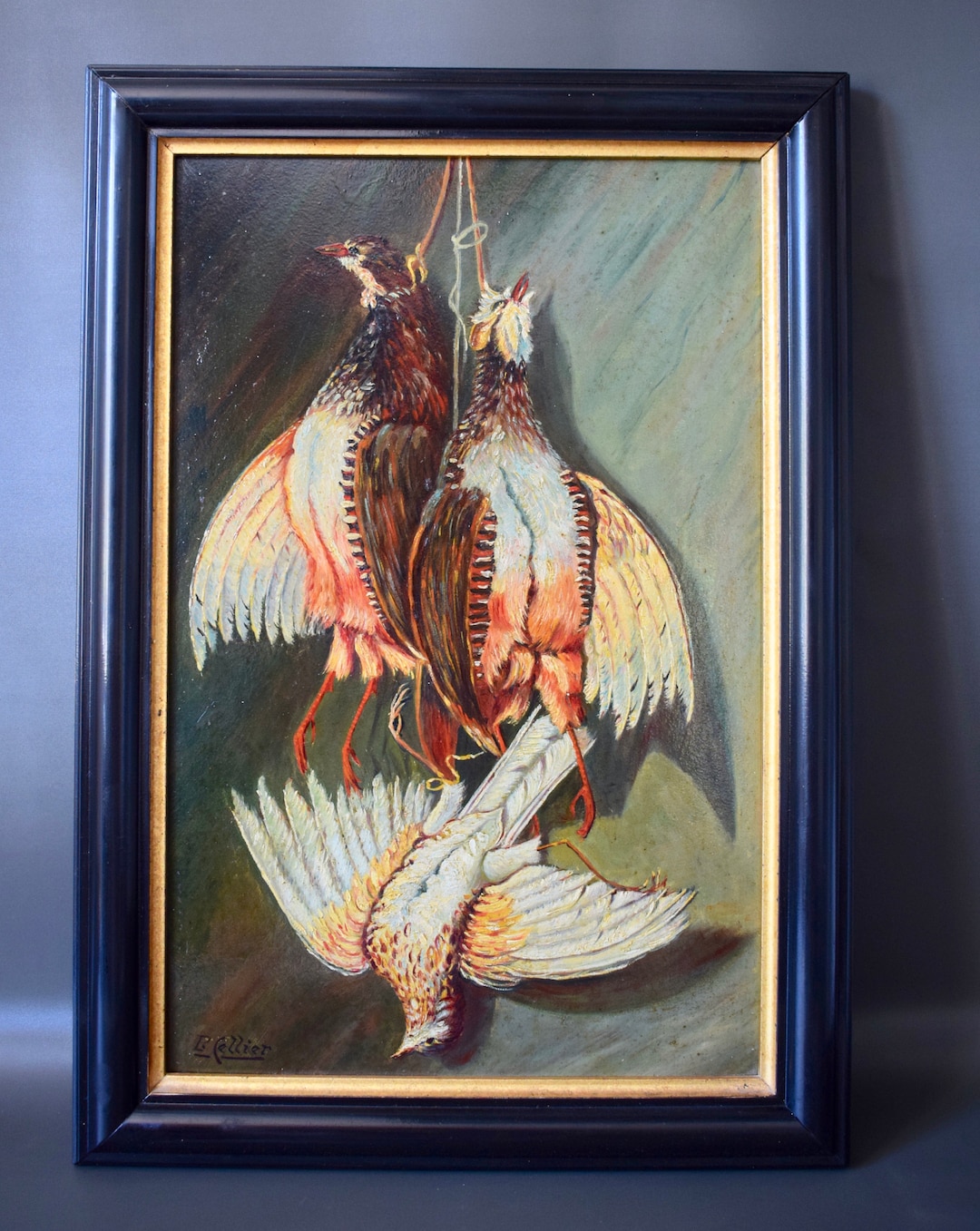 French Antique Hunt Trophy Oil Painting Game Birds - Etsy