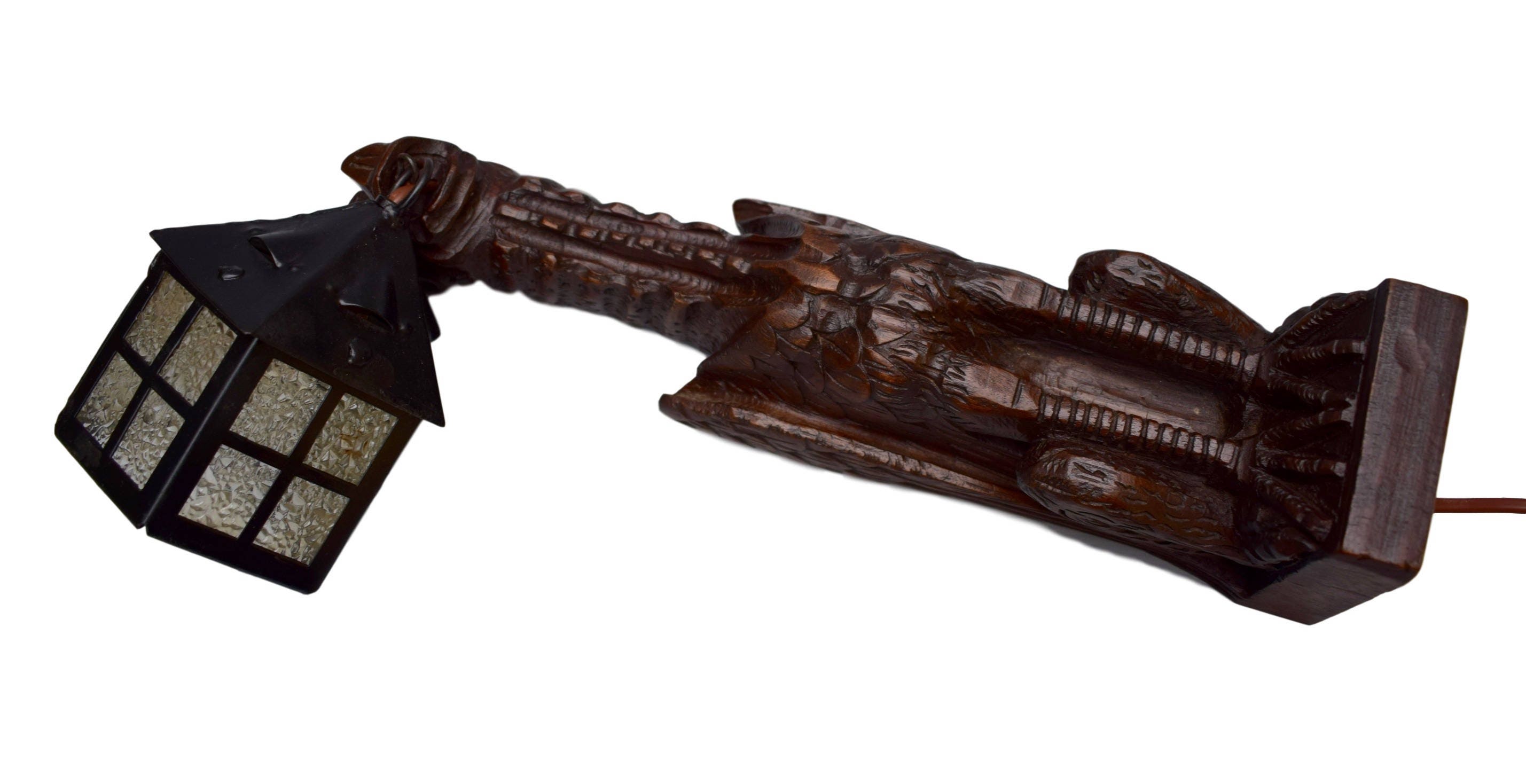 Antique French Neo-gothic Wall Sconce - Hand-carved Walnut Gargoyle ...