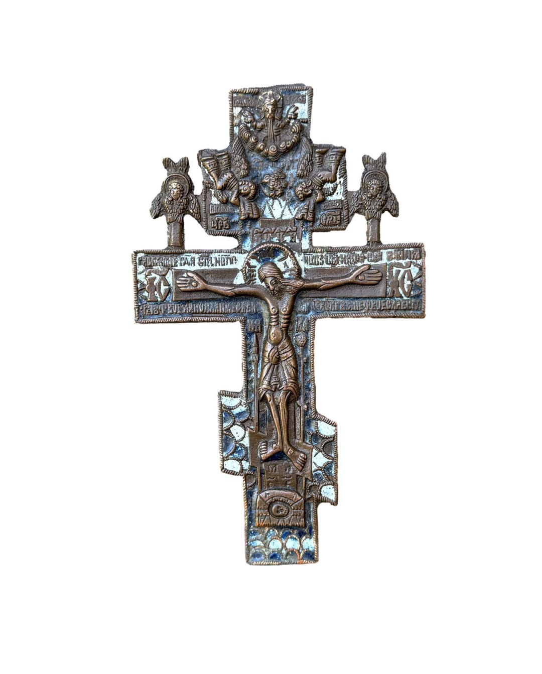 Antique Russian Orthodox Bronze Enamel Cross, 18th 19th Century ...