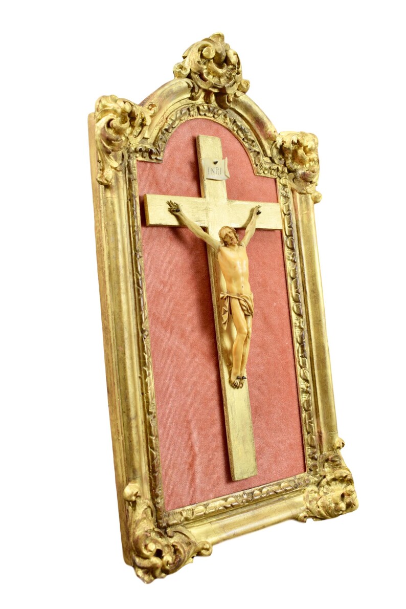 18th Century French Gilded Crucifix – Hand-carved Wood Religious Wall ...