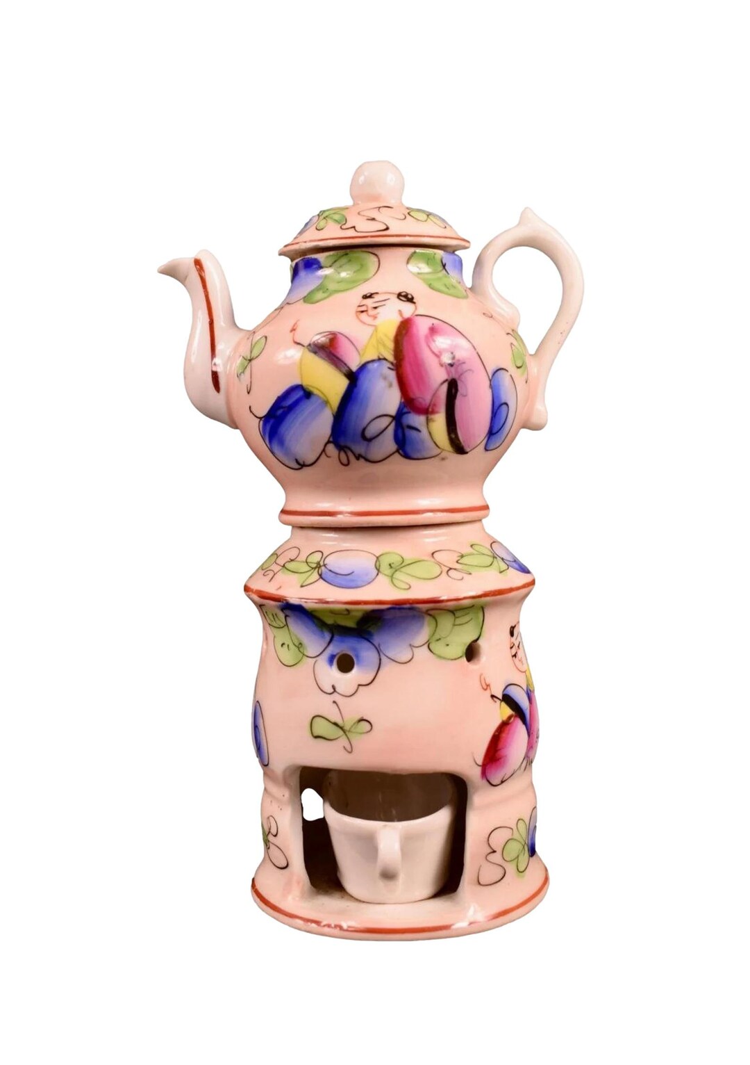 French Antique Herbal Tea Pot Bayeux Porcelain, Vintage Small Teapot - Etsy