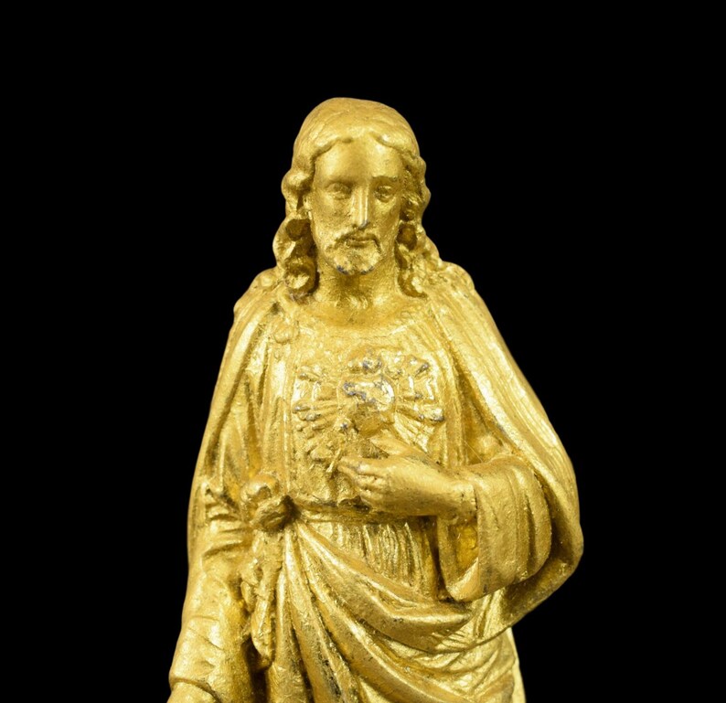 Antique French Jesus Sacred Heart Statue Figurine - Etsy