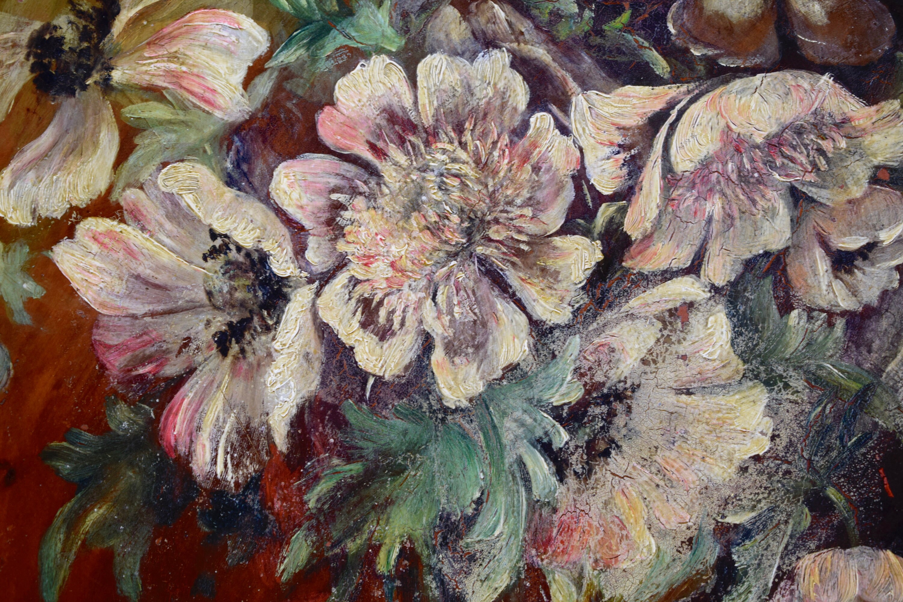 Antique French Impressionist Flower Painting, Terracotta Wall Plate ...