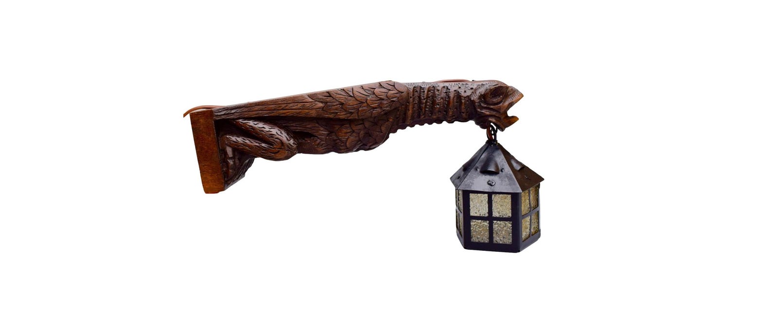 Antique French Neo-gothic Wall Sconce - Hand-carved Walnut Gargoyle ...