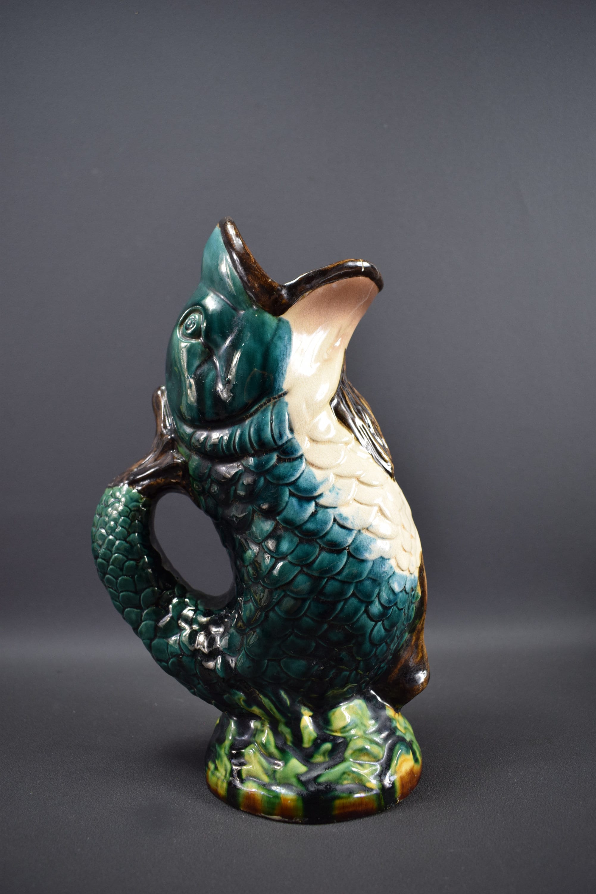 Antique French Majolica Gurgling Fish Pitcher Jug Vase - Etsy