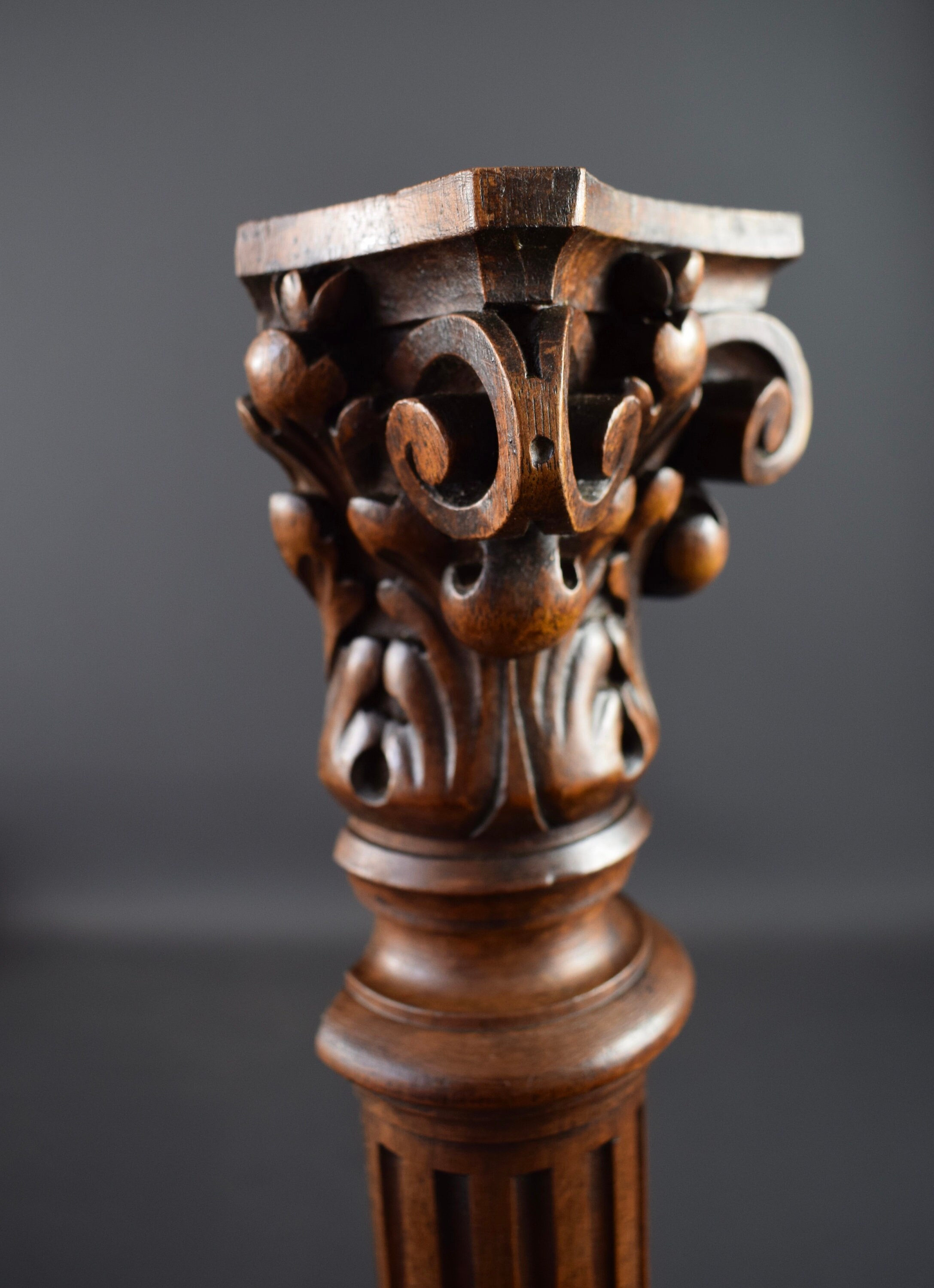 46 Antique Architectural Pair Carved Wood Corinthian Trim Posts Pillars ...