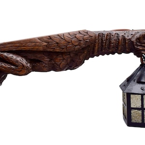 Antique French Neo-gothic Wall Sconce - Hand-carved Walnut Gargoyle ...