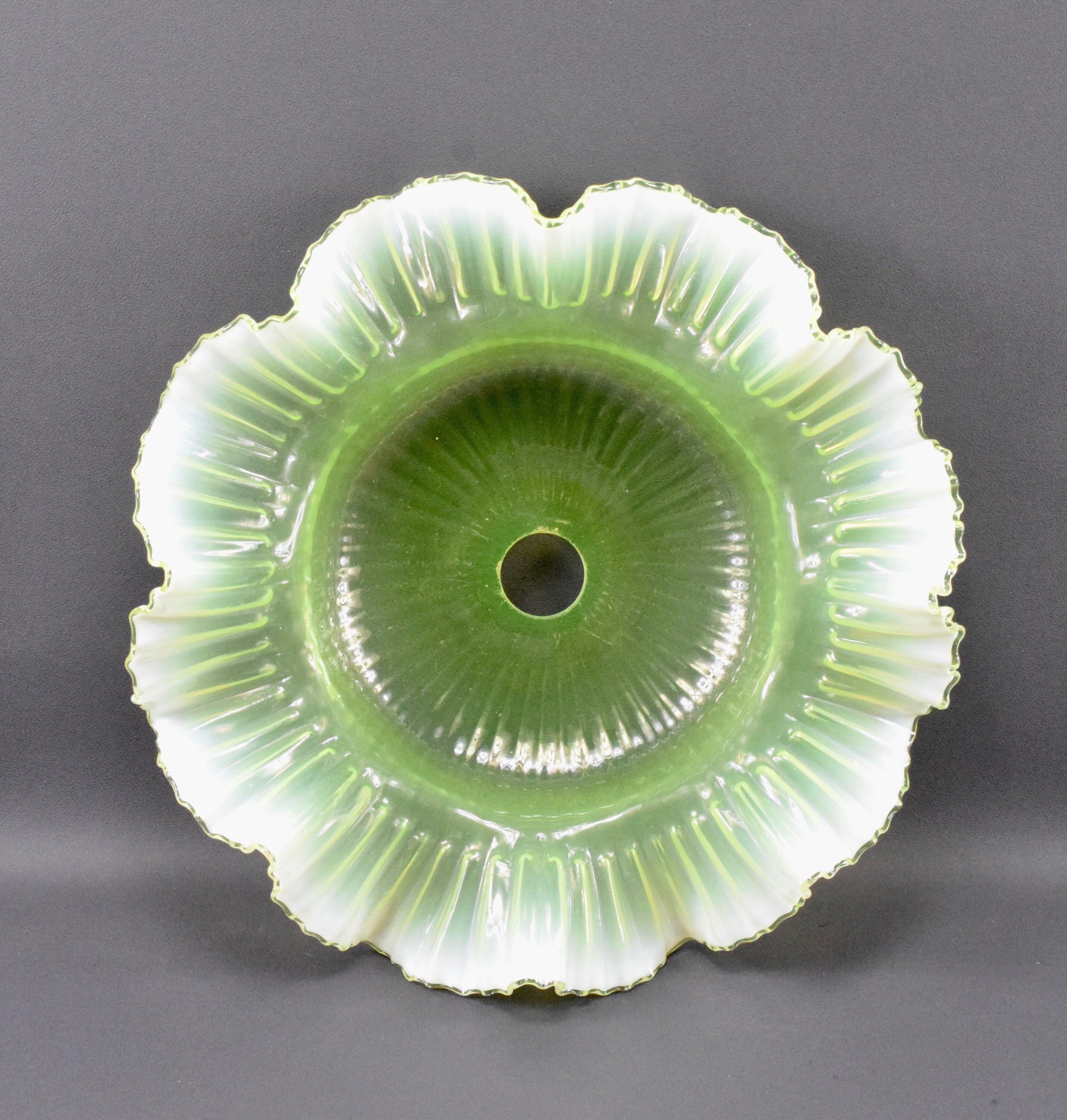 1900's Uraline French Large Vaseline Glass Hanging Lamp Ceiling Light ...