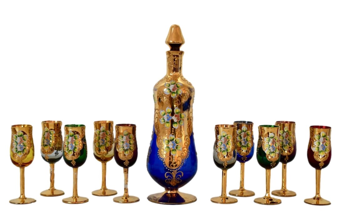 Vintage Murano Gold & Cobalt Blue Venetian Glass Hand Painted Enameled ... Vintage Murano Gold & Cobalt Blue Venetian Glass Hand Painted Enameled ...