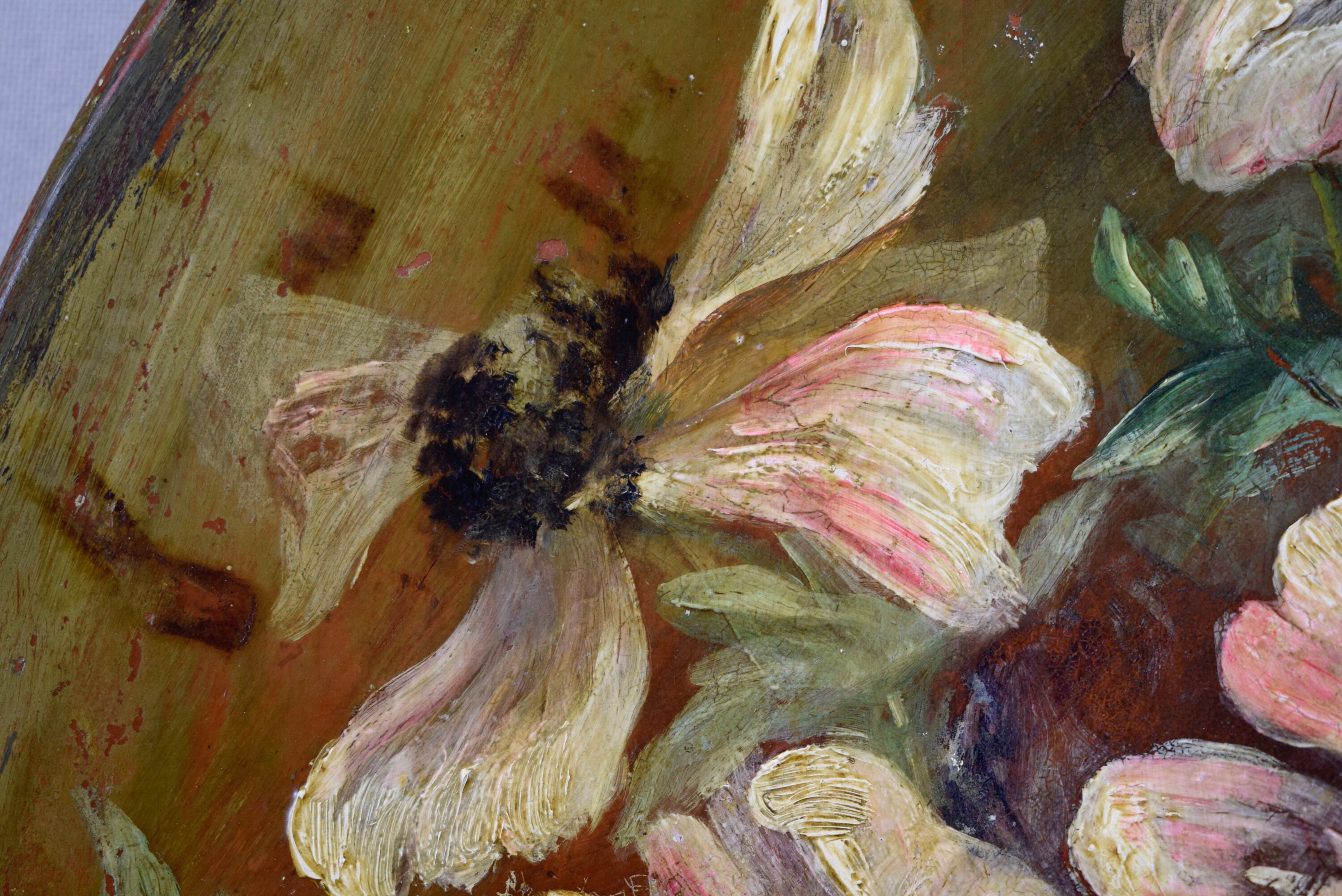 Antique French Impressionist Flower Painting, Terracotta Wall Plate ...