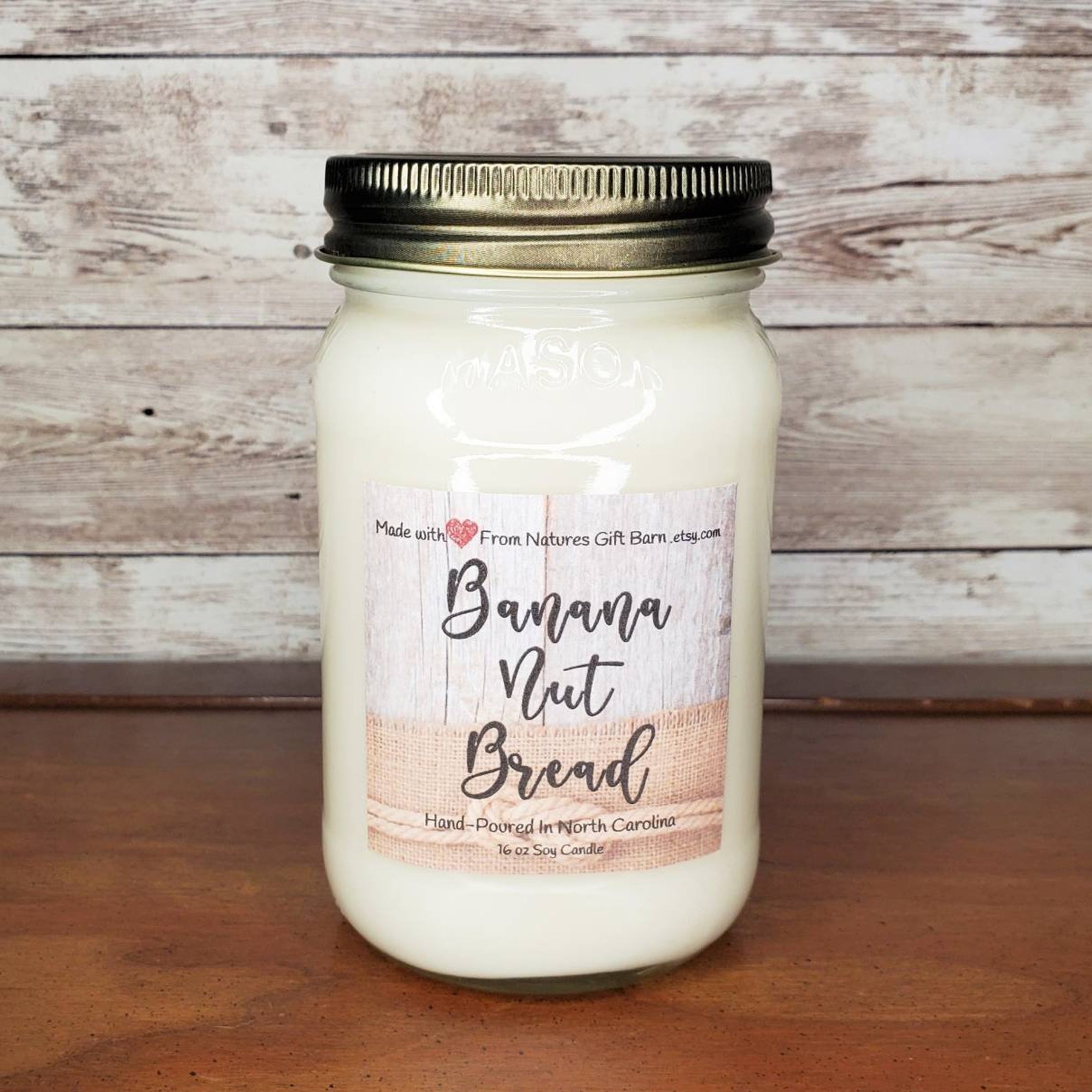 Banana Nut Bread Candle in Mason Jar Wood Wick Soy Candle | Etsy