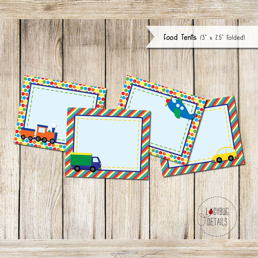 Transportation Food Labels, Planes Trains Automobiles Food Tent ...