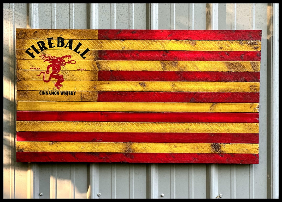 Fireball Whisky - Fireball Whisky Flag - Wood Flag - Etsy