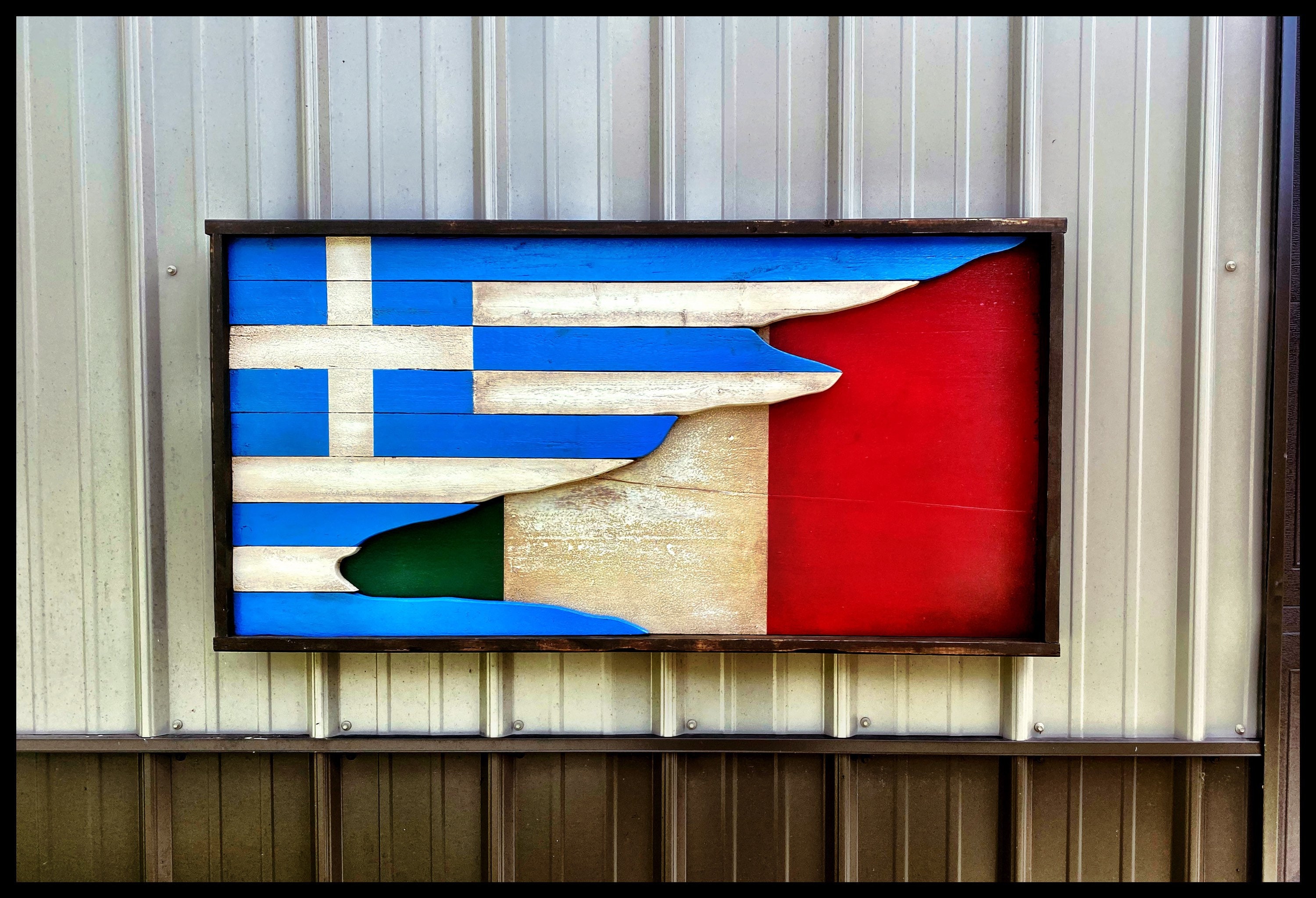 Greek Italian Flag Rustic Greek Flag Rustic Italian Flag | Etsy