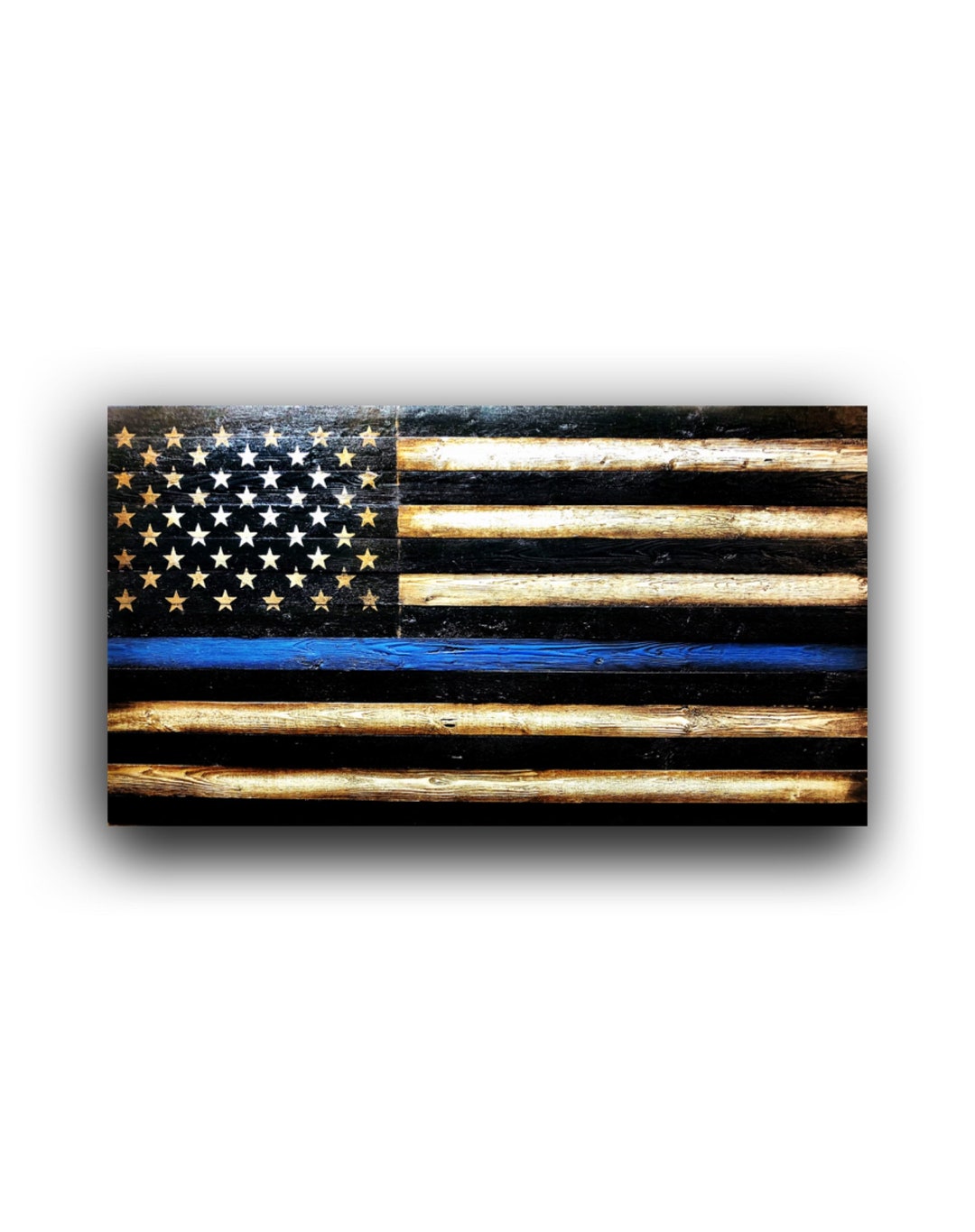 American Blue Line Flag Wooden Blue Line Flag Rustic Police - Etsy