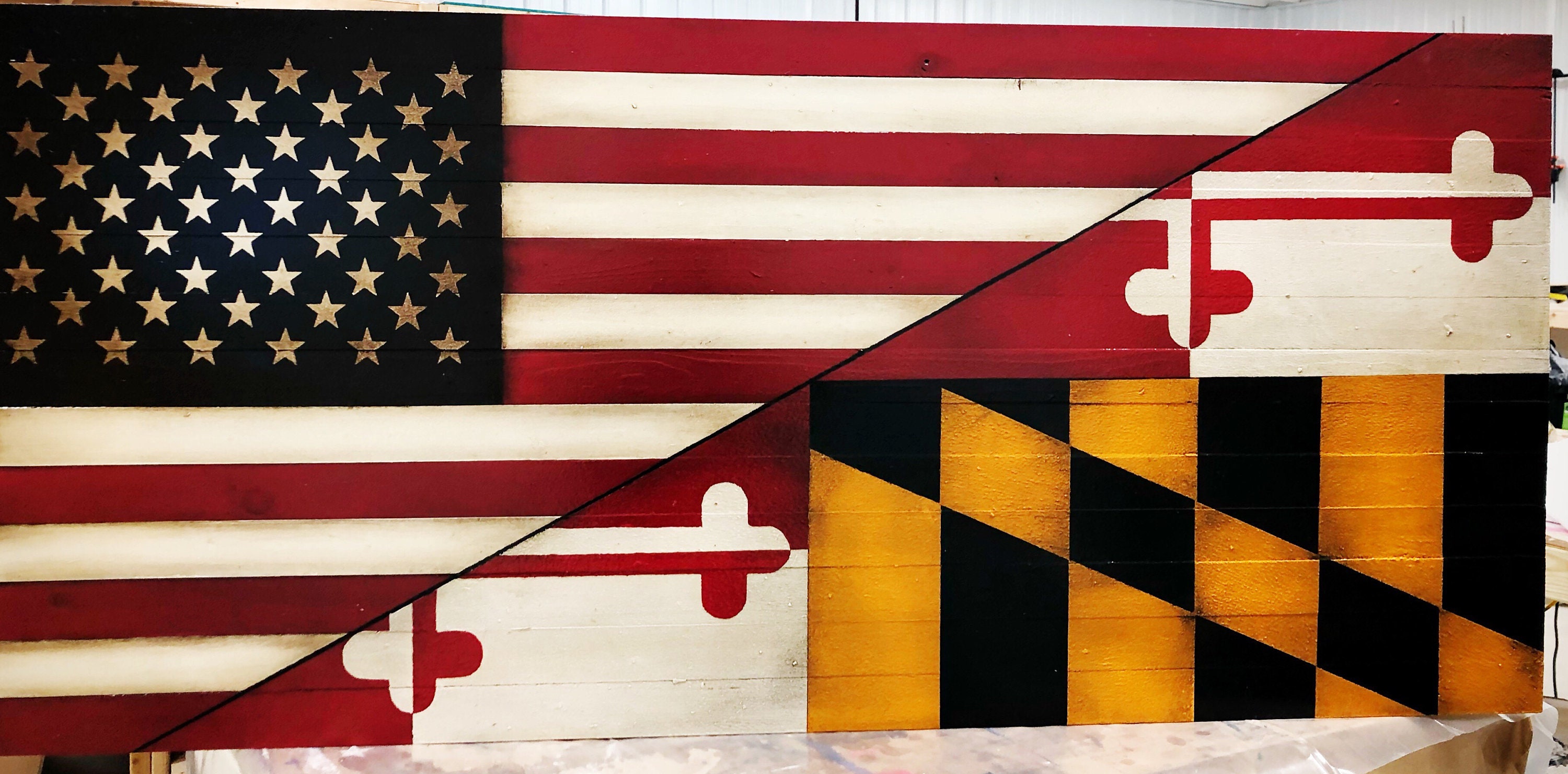 Maryland State Flag Wooden American Flag Rustic American | Etsy