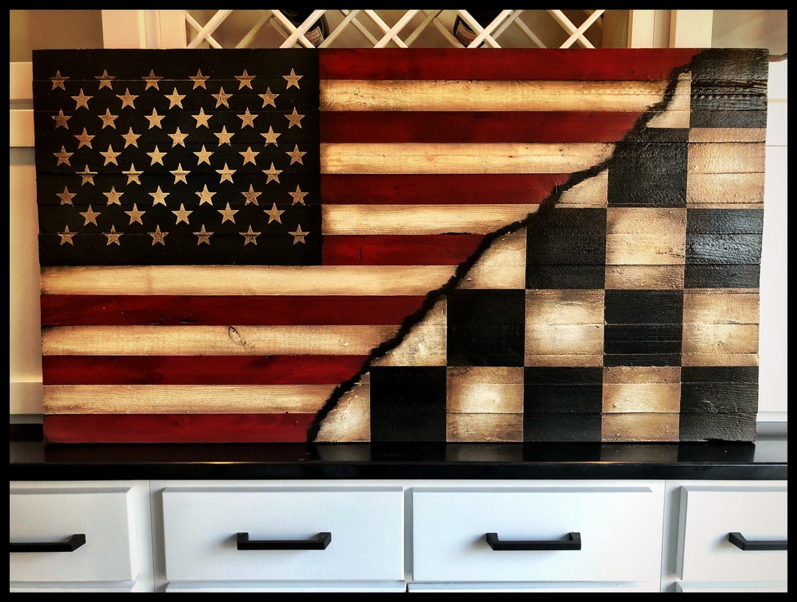 Customized Checkered Flag Rustic American Flag Racing Flag | Etsy