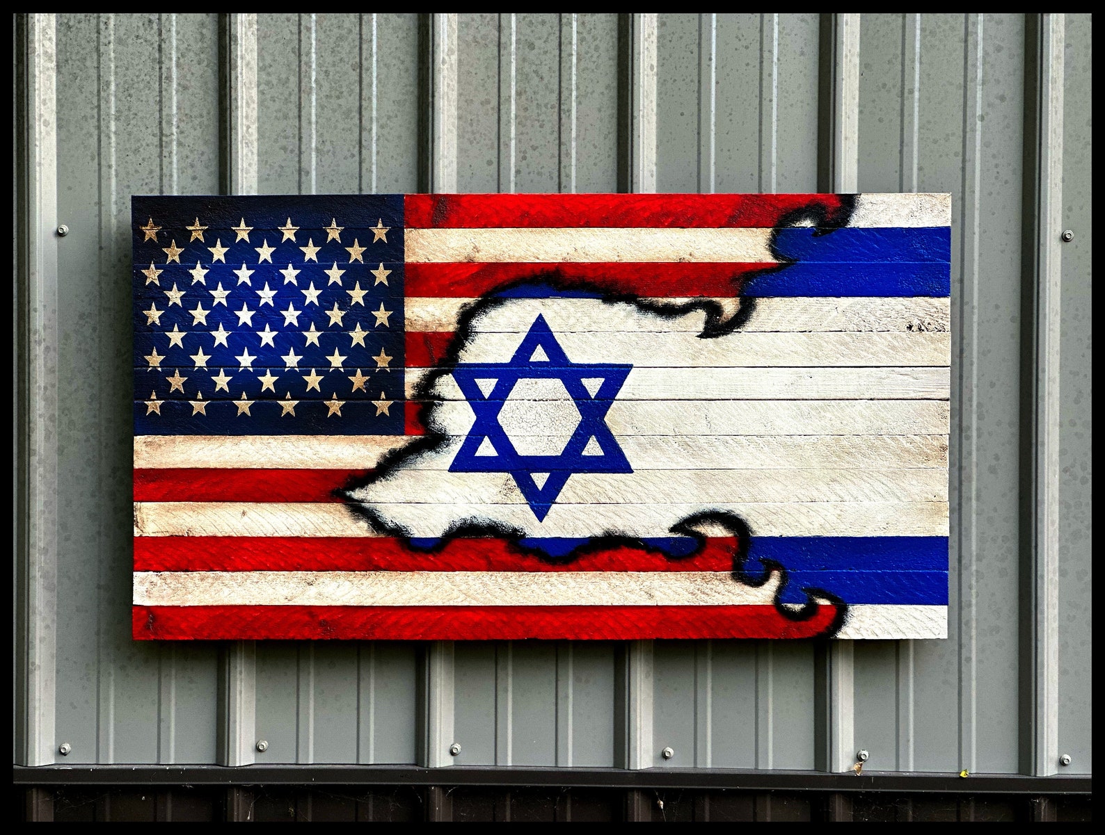 American Israel Flag - Flag of Zion - Israeli American Flag - Wood Flag ...
