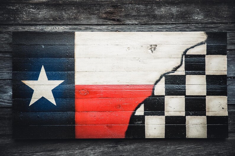 Texas Racing Flag, Texas Checkered Flag, Lone Star Flag, Racing, Rustic ...