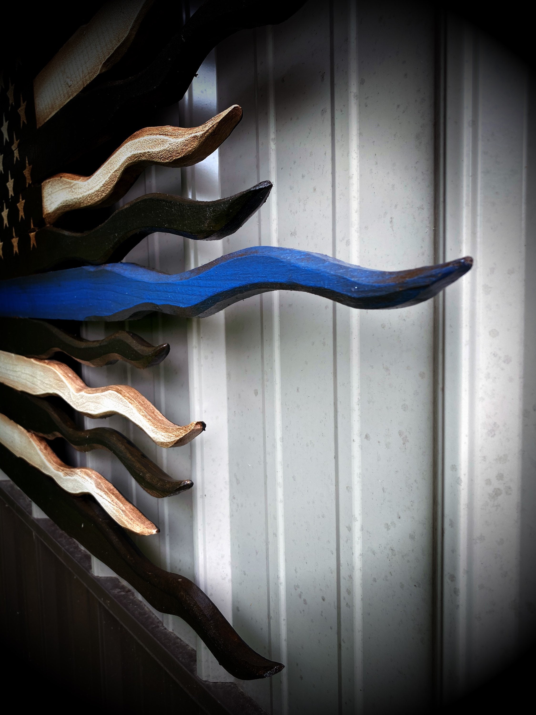 Tattered Blue Line Flag | Etsy