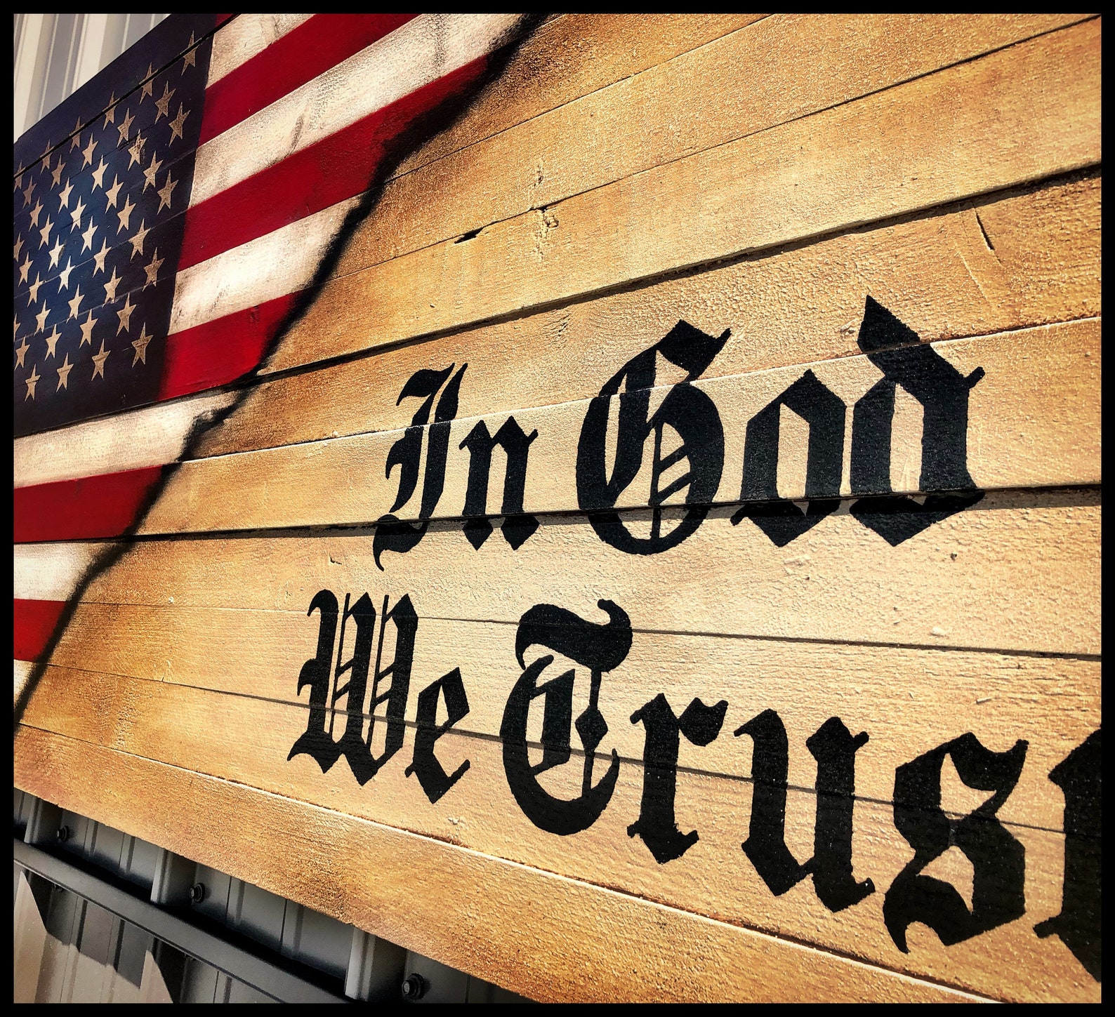 American Flag Wood Flag in God We Trust Rustic Flag | Etsy