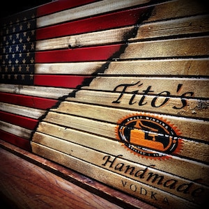 Tito's Vodka Flag, Tito's Handmade Vodka, Rustic American Flag, Man ...