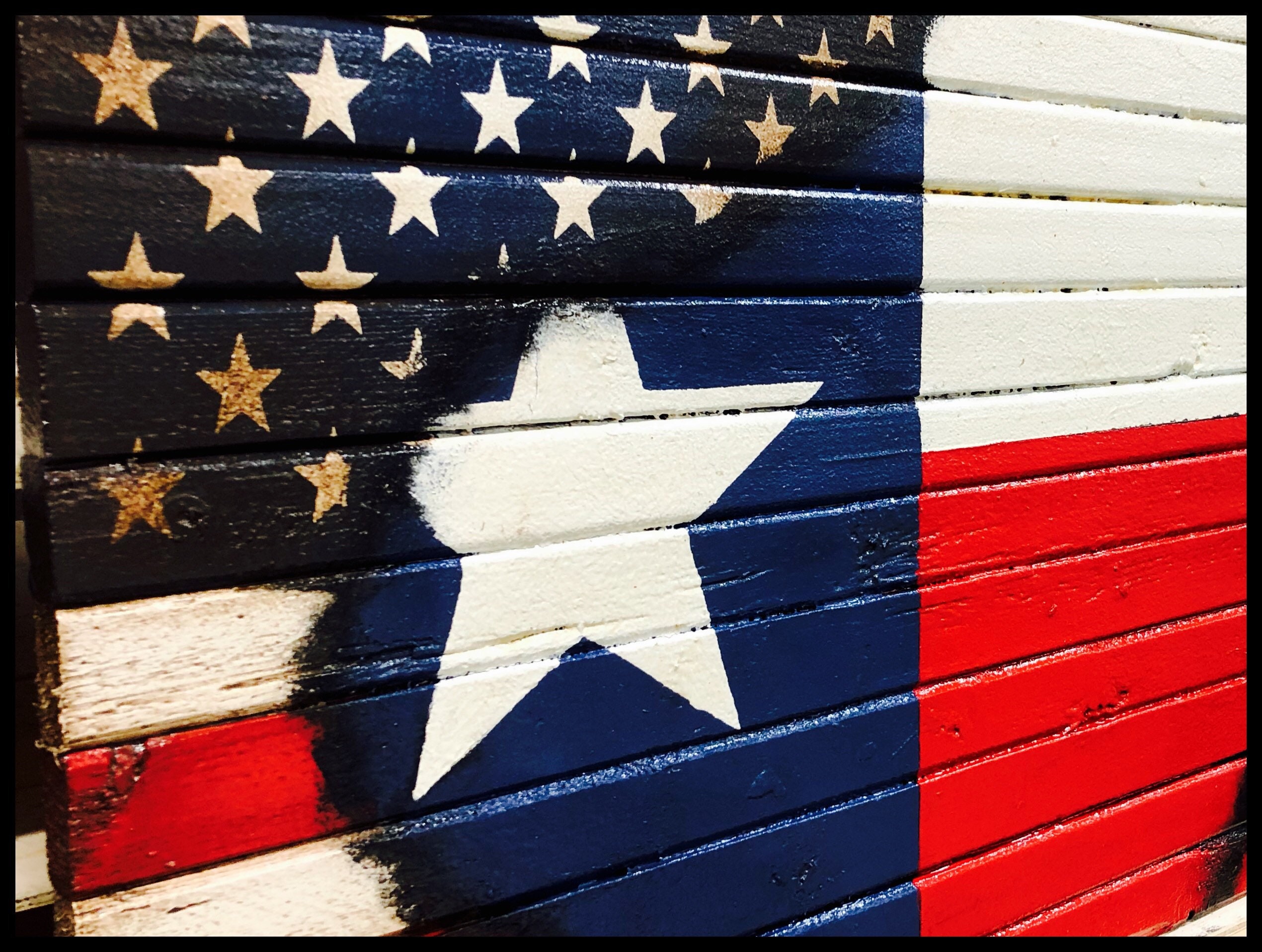 AM/TEX Flag American Flag Texas Flag Wood Flag Rustic Flag - Etsy