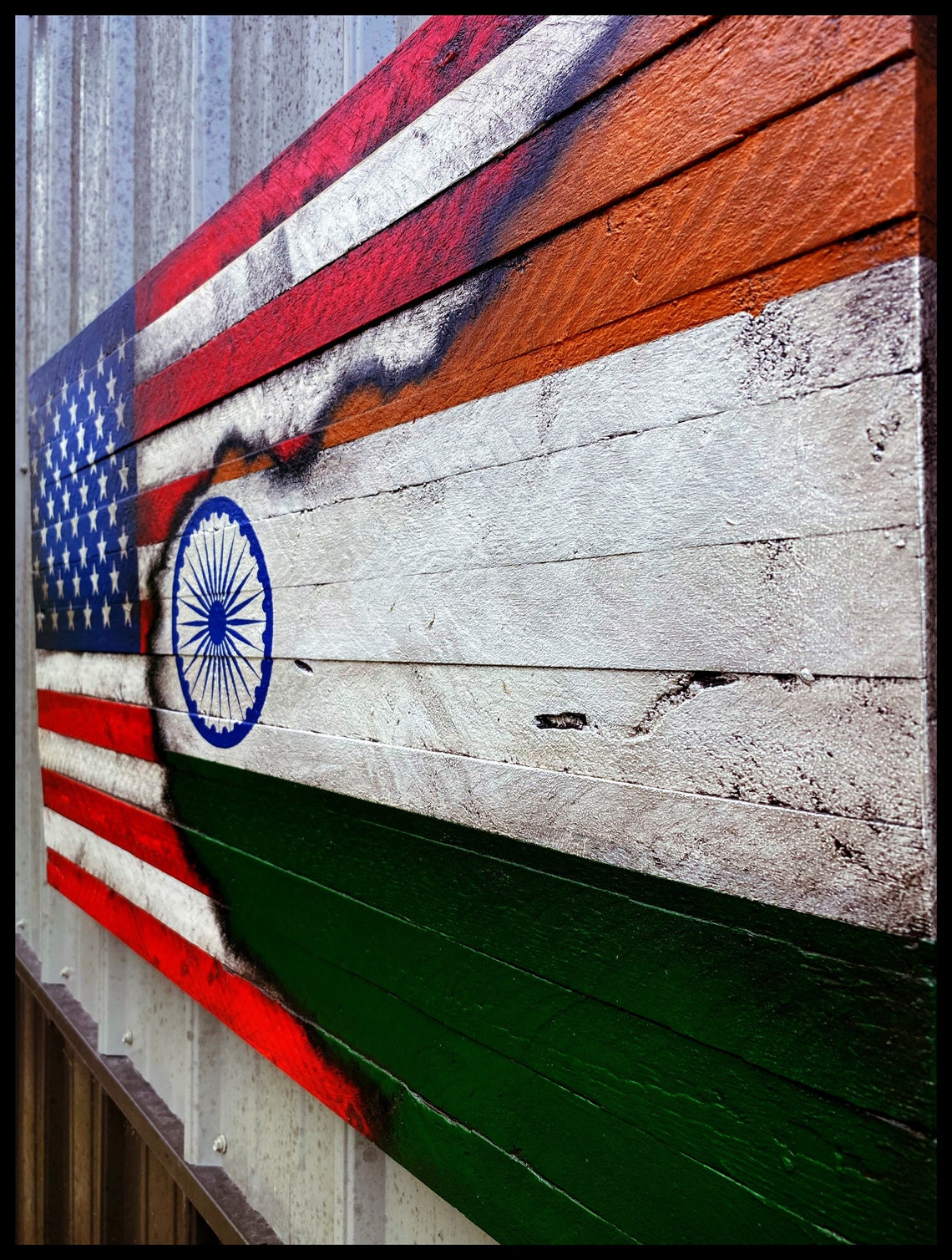 American/india Flag, American Flag, Rustic American Flag, Rustic India ...