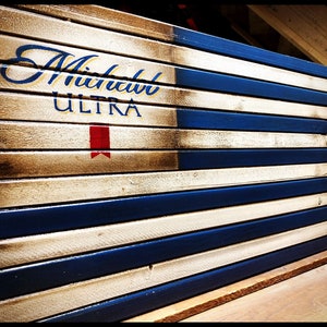 Michelob Ultra, Michelob Ultra Wood Flag, Rustic American Flag, Beer ...