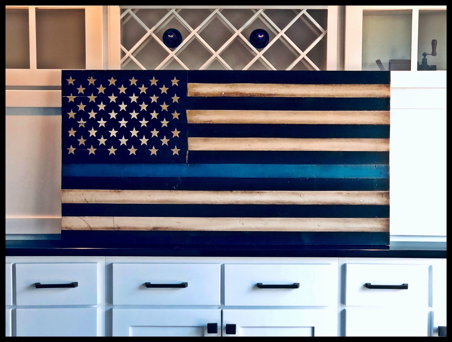 4FT American Blue Line Flag Wooden Blue Line Flag Rustic - Etsy