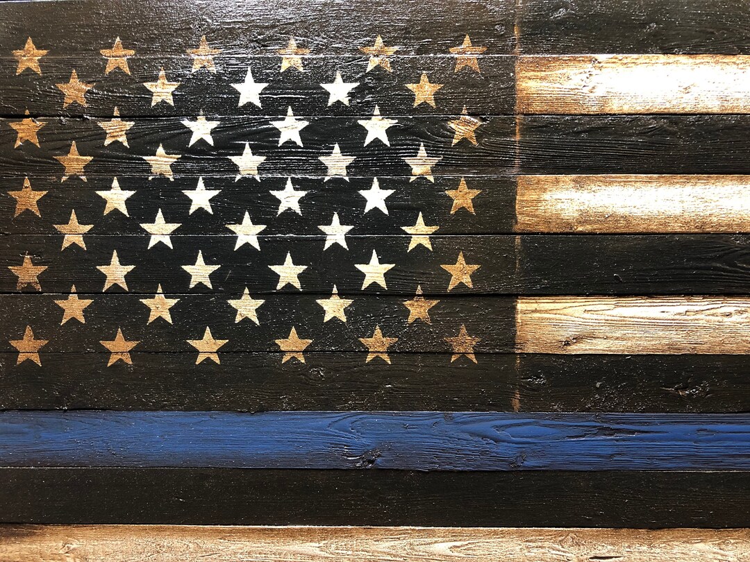 4FT American Blue Line Flag Wooden Blue Line Flag Rustic - Etsy
