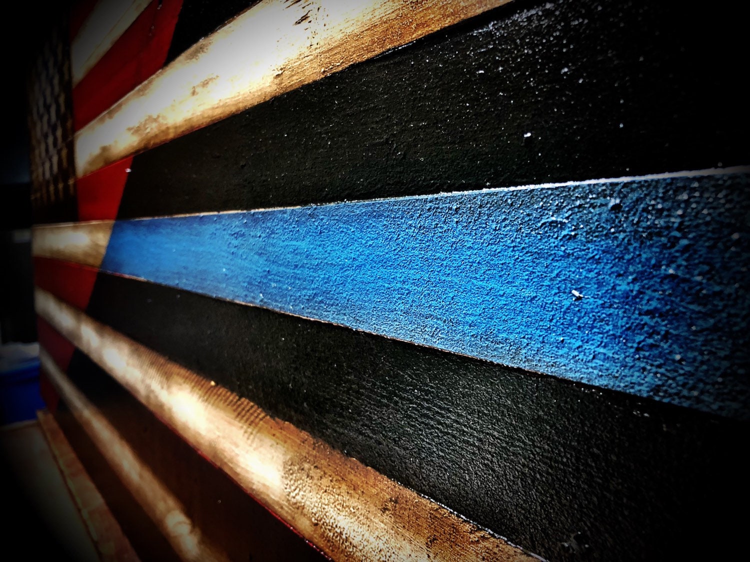 4FT American Blue Line Flag Wooden Blue Line Flag Rustic | Etsy