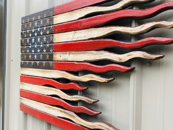 Tattered American Flag American Flag Sign Rustic American | Etsy