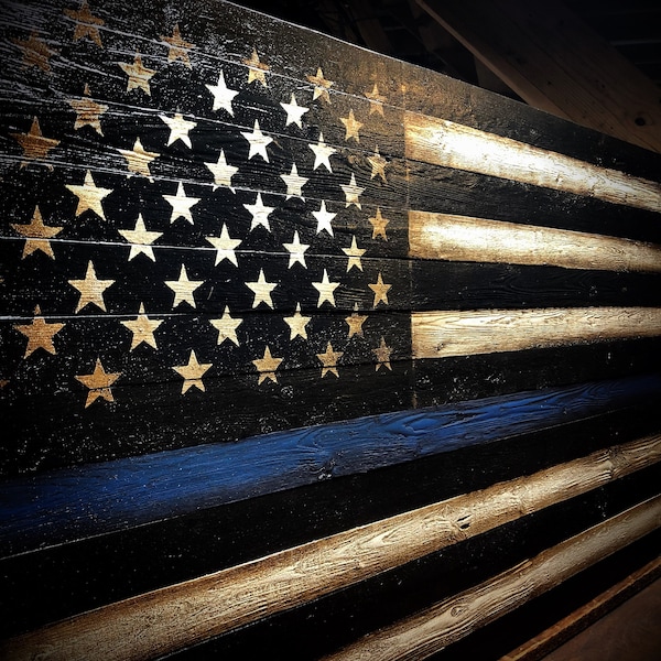 Wooden Thin Blue Line Flag - Etsy