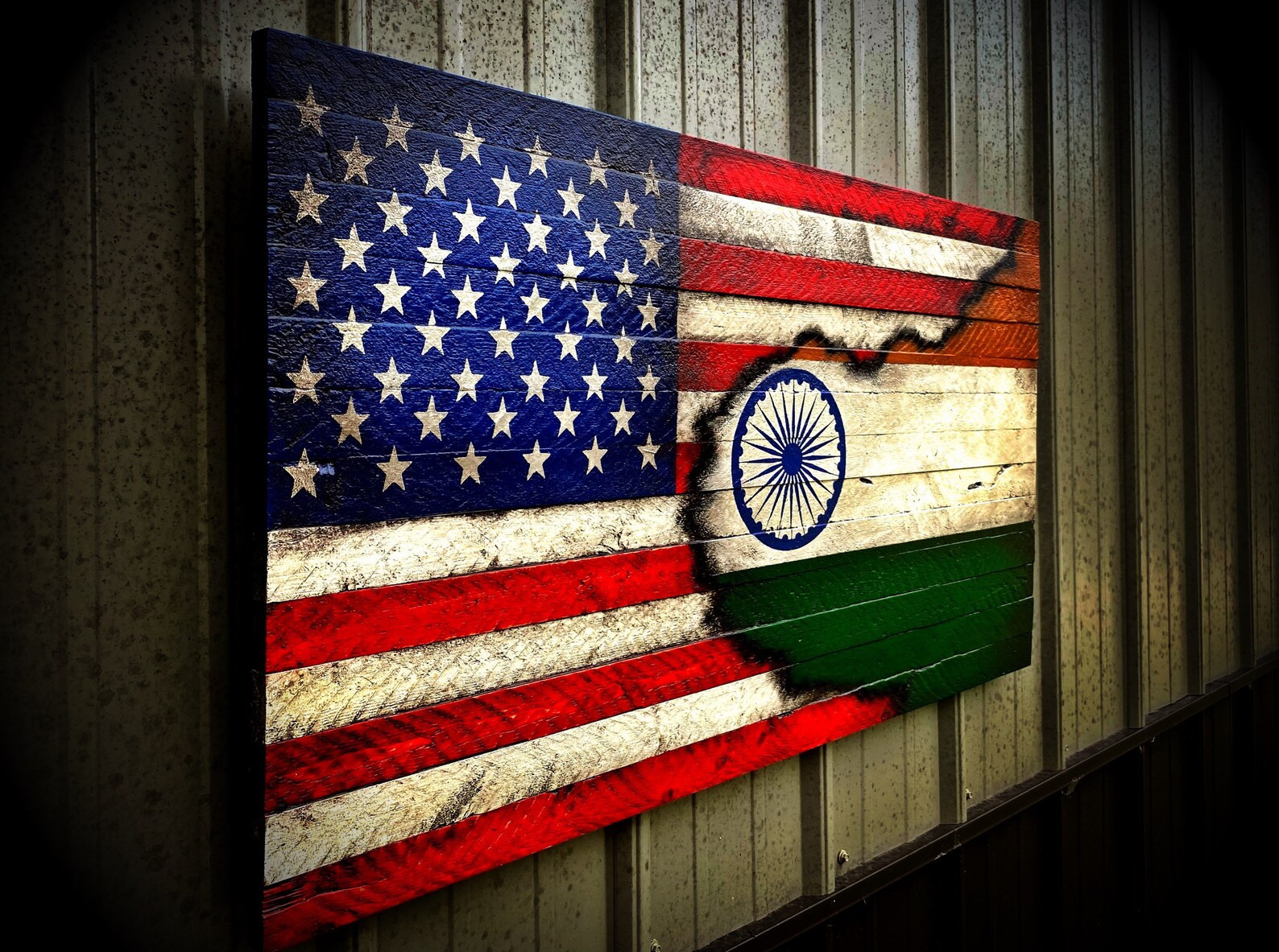 American/india Flag, American Flag, Rustic American Flag, Rustic India ...