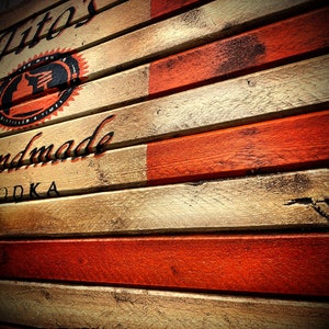 Tito's Vodka Flag, Tito's Handmade Vodka, Rustic American Flag, Man ...