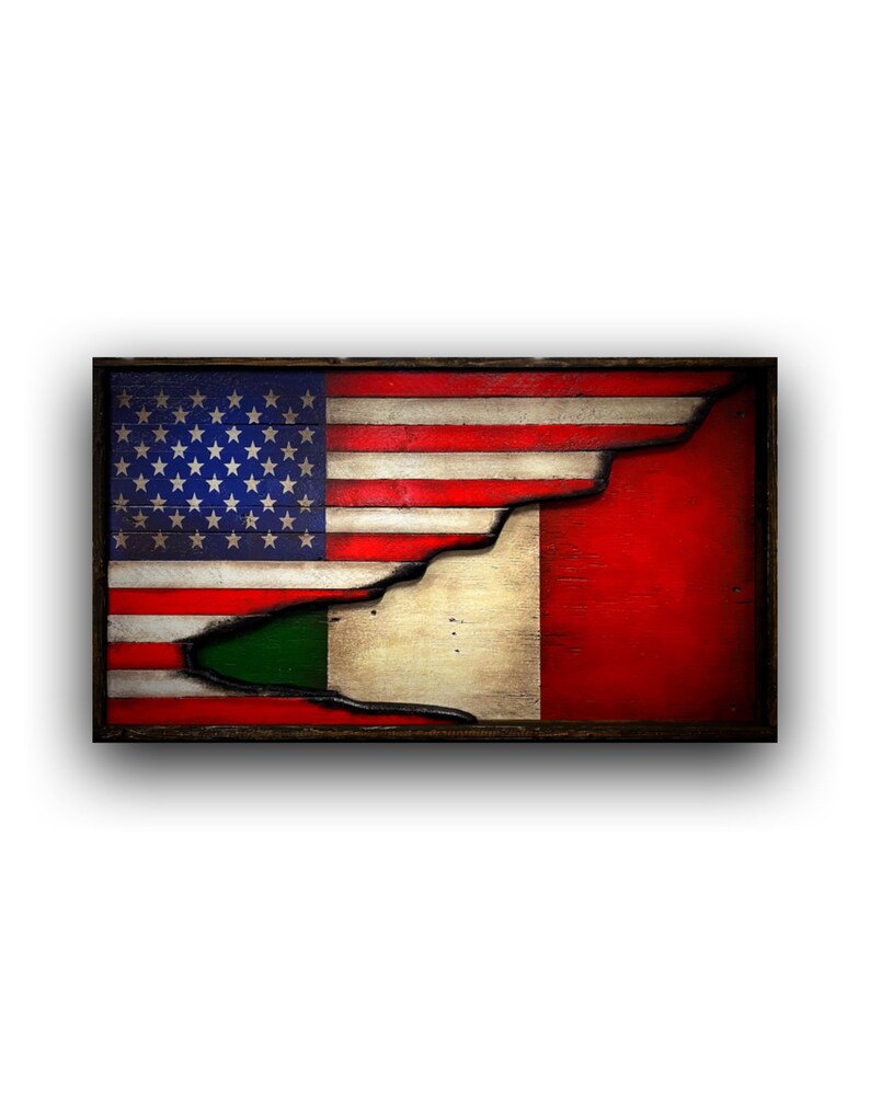 American Italian Flag 3D American Flag Rustic American Flag - Etsy