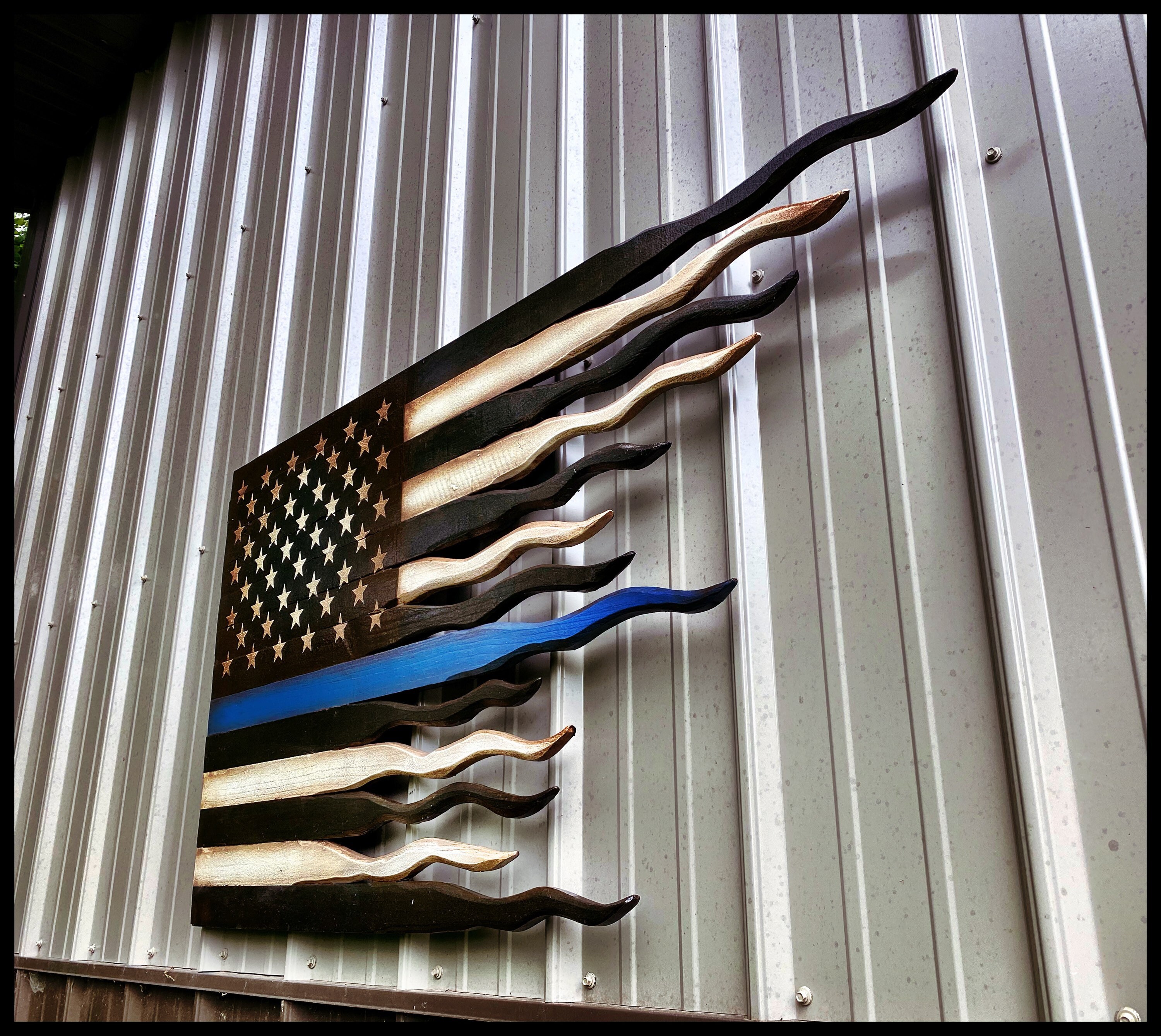 Tattered Blue Line Flag | Etsy